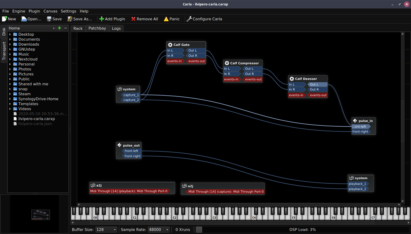 Left Click and drag from “Calf Deesser Out R” to “Pulse_In front-right”.