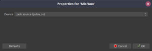 Select the gear icon on Mic/Aux and select “Advanced Audio Properties ...