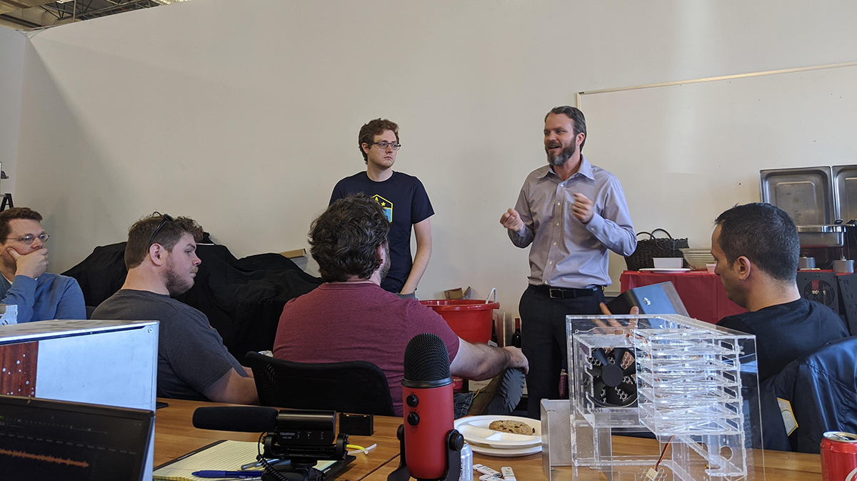 System76 office with CEO Carl Richell (standing to the right). (Credit ...